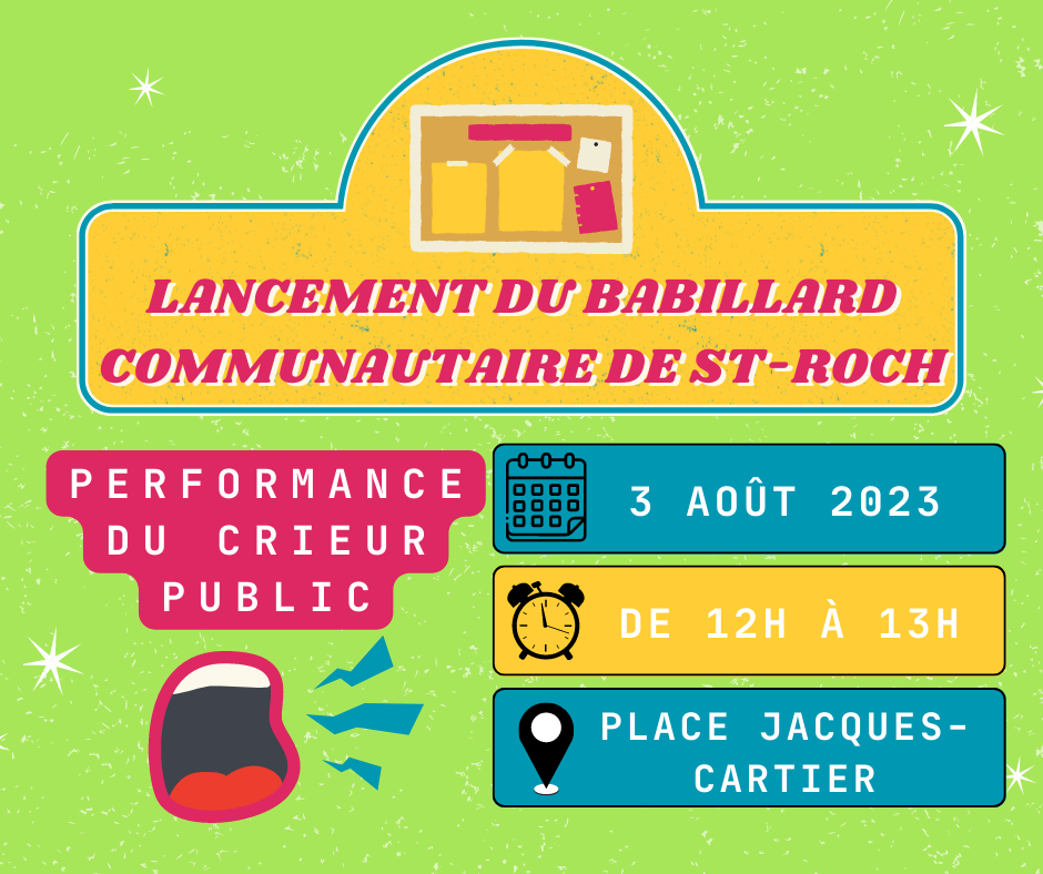 Lancement du Babillard communautaire de Saint-Roch - Engrenage St-Roch ...